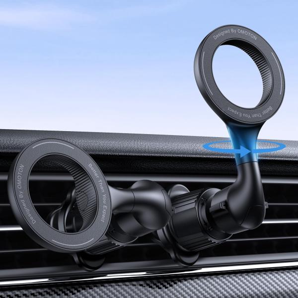 商品名: OMOTON スマホホルダー 車 車載 スマホスタンド マグネット MagSafe対応 車用 携帯ホルダー エアコン 吹き出し口 強磁力 マグセーフ 車載スマホホルダー カーマウント 二重360°調整 車用品 便利グッズ iPho...