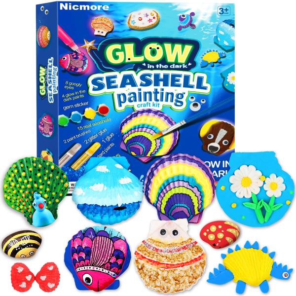 商品名:  Nicmore Kids Sea Shell Art &amp; Crafts: Glow in The Darkness Painting Kits Crafts for Age 4-6 4-8 8-12 Gift for B...