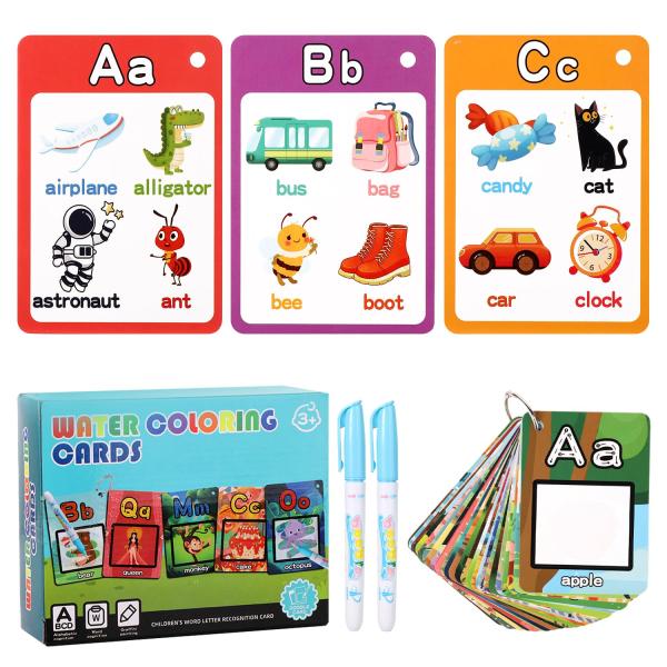 商品名:  Alphabet Water Coloring Cards, Alphabet Water Coloring Book Drawing 26 Alphabet ABC Words Educational Sight Learni...