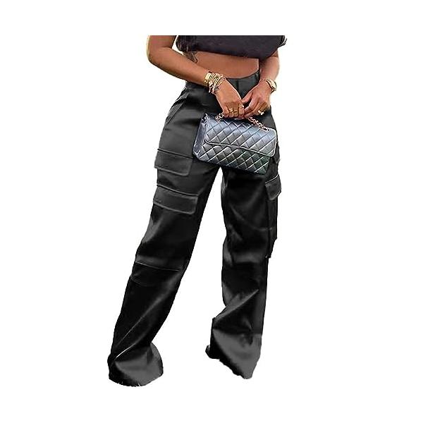 商品名:  Lucuna Women's Satin Cargo Pants Y2K High Waisted Multi-Pocket Straight Leg Baggy Casual Trousersブランド: Lucuna商品サイズ...