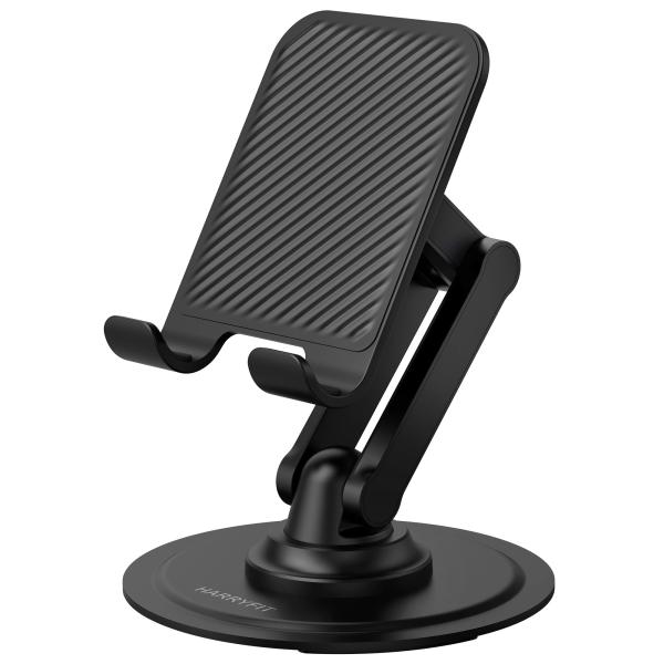 商品名: HARRYFIT 携帯電話スタンド 高さ&amp;角度調整可能 360度回転 デスクトップフォンスタンド 録音用 Phone 14 13 12 Pro Xs Max Xr 8 すべてのスマートフォンに対応 ブラック HARRYFI...
