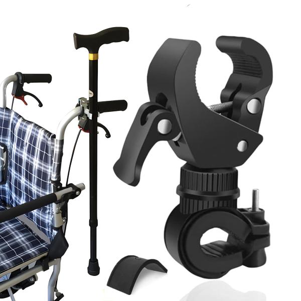 商品名: GFertre 杖ホルダー 歩行器/車椅子/ドライブローラー用 ユニバーサル松葉杖スティックラックブラケットアクセサリー 360°回転可能 調節可能なスティックラック 2個 GFertre 2Pcs Cane Holder for...