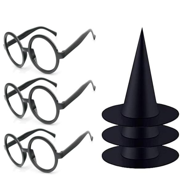 商品名:  UEMIS 6 Set Halloween Witch Hat and Plastic Wizard Round Glasses Frame Halloween Party Supplies for Kids (Black)ブラ...