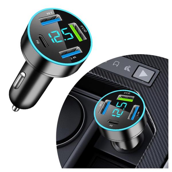 商品名:  4-in-1 Fast Car Charger,PD/QC3.0 Car Charger Fast Charging,Universal Car Phone Charger Cigarette Lighter USB Charg...