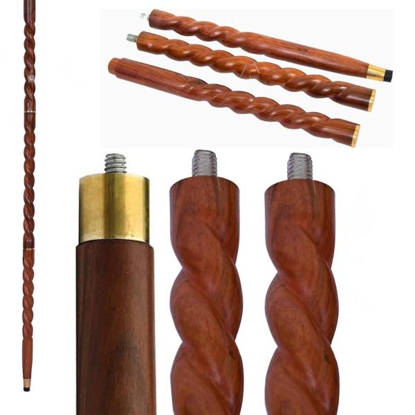 商品名: 木製スパイラルウォーキング杖 男女兼用 木製装飾ダービーケーン 祖父母用 木製ウォーキング杖 アンティーク真鍮ハンドルチップ用 ウォーキングスティック ハイキング/トラッキング/旅行に Wooden Spiral Walking ...