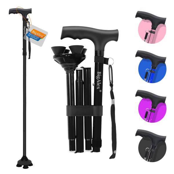 商品名:  BigAlex Folding Walking Cane for Elderly Adjustable &amp; Portable Walking Stick for Seniors,Pivoting Quad Base,Li...