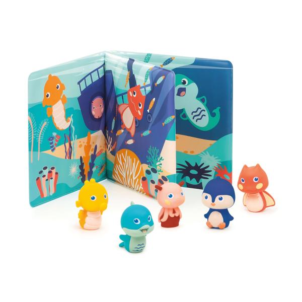 商品名:  LUDI - Plastic Play Book for Bath time - 5 Finger Puppets: Sea Background Theme - Easy to Clean - Language develop...