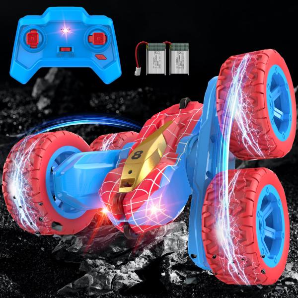 商品名: Qumcou リモートコントロールカー RCカー スタントカー 子供用おもちゃ 2.4Ghz 高速 両面 360°回転 おもちゃの車 男の子 女の子 クリスマス 誕生日プレゼント (ブルー&amp;レッド) Qumcou Remo...