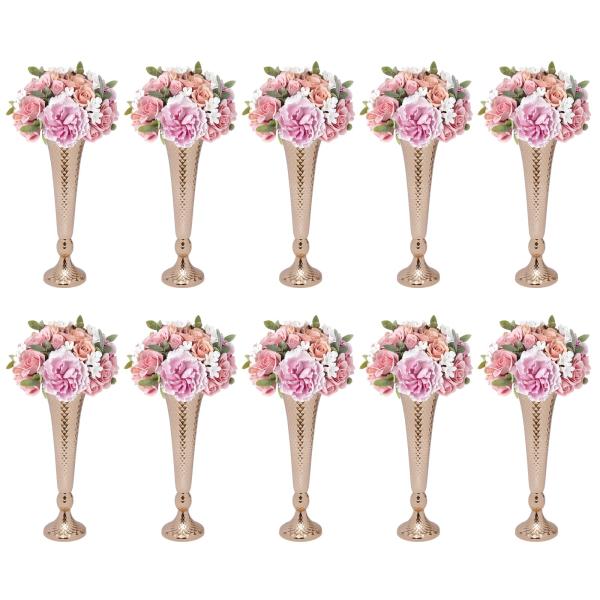商品名:  RustyVioum 10 Pcs Wedding Centerpieces Vases, 17.3in Tall Metal Trumpet Vase, Gold Flower Vases for Party Dinnr Ce...