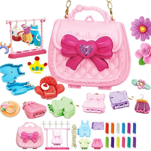 商品名: COVOY 粘土プレイおもちゃセット プリンセス生地 ツール ハンドバッグ 女の子 アクセサリー テーマカラー 生地 衣類の型付き 粘土 モデリングキット 3歳以上 COVOY Dough Play Toy Set Princes...