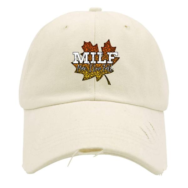 商品名: パーソナライズされたカスタム野球帽、調節可能なトラッカーキャップ ギフト Milf Man I Love Fall, クリーム色。, One Size Personalized Custom Baseball Cap, Adjus...