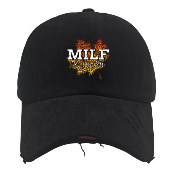 商品名: パーソナライズされたカスタム野球帽、調節可能なトラッカーキャップ ギフト Milf Man I Love Fall, オールブラック, One Size Personalized Custom Baseball Cap, Adju...