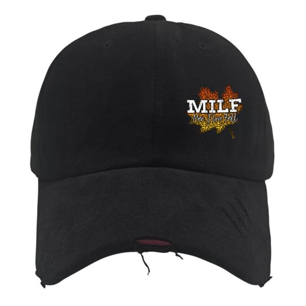 商品名: パーソナライズされたカスタム野球帽、調節可能なトラッカーキャップ ギフト Milf Man I Love Fall, オールブラック, One Size Personalized Custom Baseball Cap, Adju...