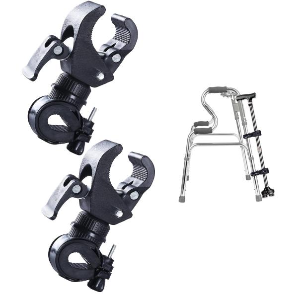 商品名: ZHUOMINGJIA 杖ホルダー 歩行器アクセサリー用 2個 360度回転 松葉杖 スティックブラケットアクセサリー ドライブローラー/歩行器/車椅子/松葉杖用スティックブラケットアクセサリー (ブラック、2個) ZHUOMIN...