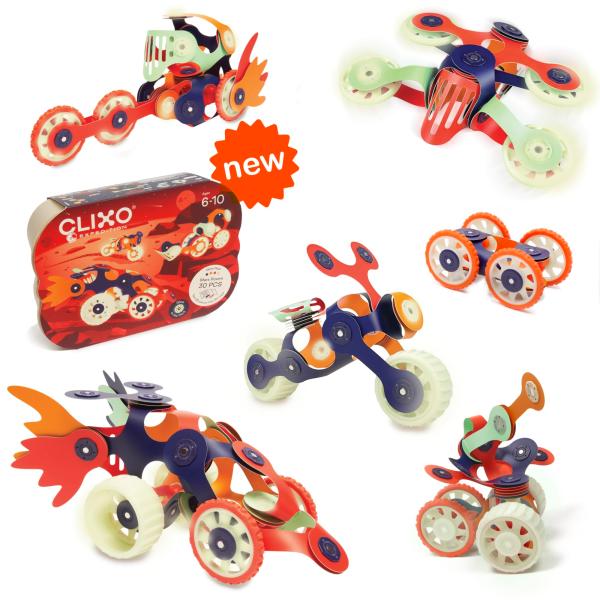 商品名:  Clixo Mars Rover Pack - Glow-in-The-Dark Wheels Magnetic Building Toy - 30 Flexible Magnet Pieces for Galactic Exp...