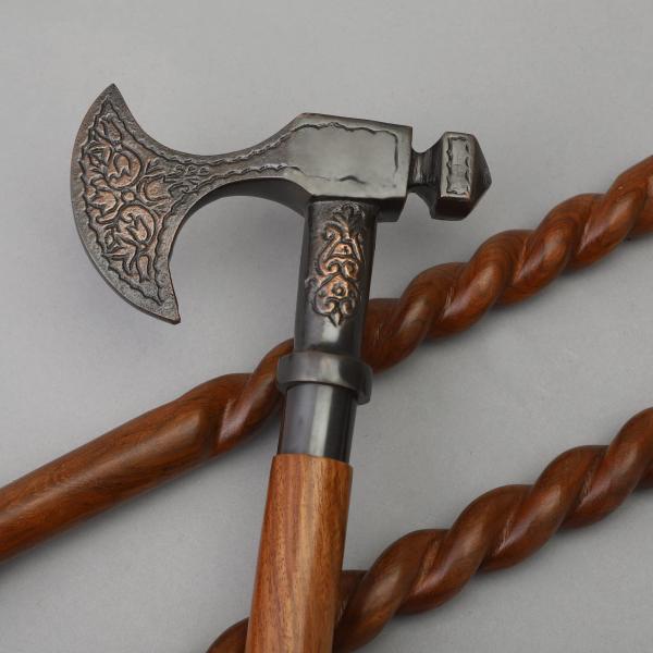 商品名:  Bhartiya Handicrafts Vintage Axe Cane, Walking Cane Axe Handle, Brass Inlay, Plane &amp; Spiral Twisted Wooden Wal...
