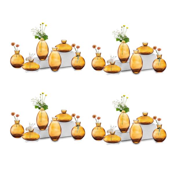 商品名: 小さな花瓶 センターピース用 ガラス エスミオーム- アンバー 8セット(24個) つぼみ花瓶 ショートミニマリスト 花瓶 クリア モダン 花瓶 ミニ 小さな花瓶 キュート ハンドメイド ホーム ウェディング 装飾 イベント 本棚...