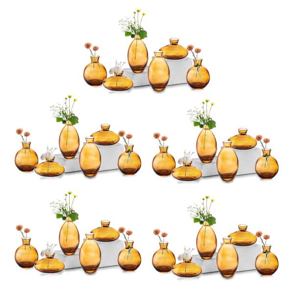 商品名: 小さな花瓶 センターピース用 ガラス エスミオーム アンバー 10セット (30個) つぼみ 短いミニマリスト 花瓶 クリア モダン 花瓶 ミニ 小さな花瓶 かわいい ハンドメイド ホーム ウェディング 装飾 イベント Small...