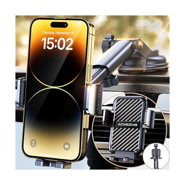 商品名:  ACMEZING 3-in-1 Car Phone Holder Mount 【Extreme Terrain Stability】 Dashboard Windshield Air Vent 【Double Metal Hoo...