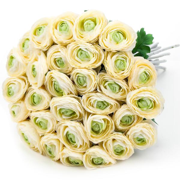 商品名: Crowye 人工ラナンキュラスの花 長い茎 シルク ラナンキュラスの花 シルク リアルな花 ホームウェディング 家庭のアレンジメント装飾 20インチ 30個 Crowye 30 Pcs Artificial Flowers Re...