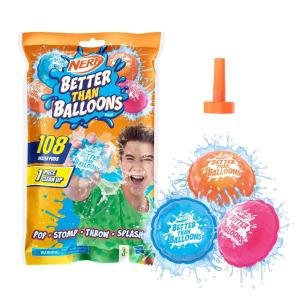 商品名: NERF Better Than Balloon 水のおもちゃ 108個のポッド 簡単片付け 遊び方がたくさんあります 裏庭での水遊び 3歳以上 NERF Better Than Balloons Water Toys, 108 ...