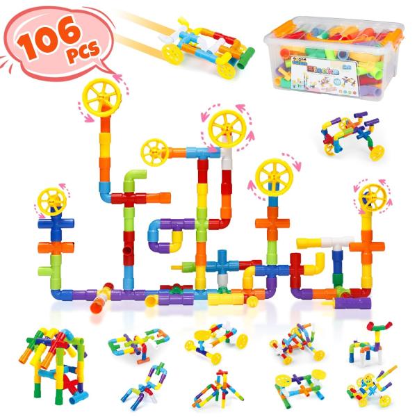 商品名:  Stem Building Toy for Toddlers Tube Pipe Toy Educational Preschool Toys for 3+ Years Learning Building Blocks Toy ...