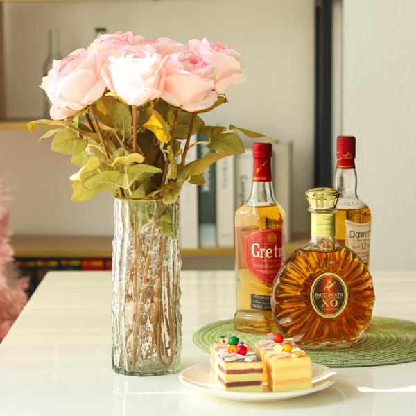 商品名: LUDOLIES クリアガラス花瓶 高さ9.85インチ 装飾シリンダー花瓶 氷河パターン 花 リビングルーム ベッドルーム オフィス ウェディングパーティー 引っ越し祝いに LUDOLIES Clear Glass Vase, 9...