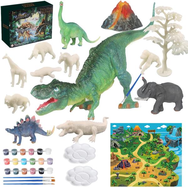 商品名:  ekuzi Kids Arts Crafts Set Dinosaur Toy Painting Kit - 11 Pcs Dinosaur &amp; Animal Figurines and Play mat,Birthda...