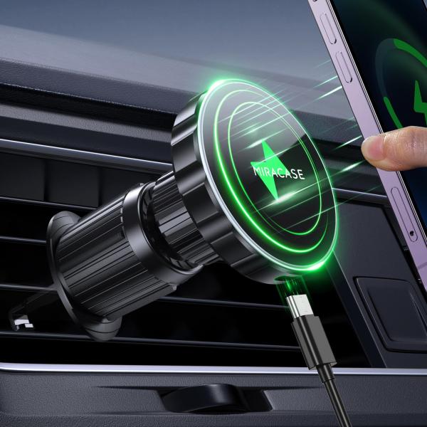 商品名:  Miracase for MagSafe Car Mount Charger,15W Fast Charging Magnetic Wireless Car Charger, Car Phone Holder Mount for...