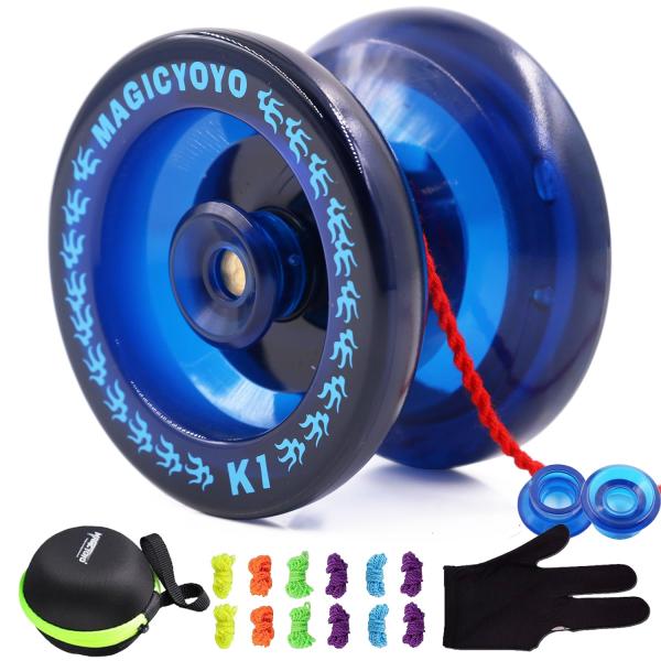 商品名: MAGICYOYO レスポンシブ YoYo K1-Plus ヨーヨーケースバッグ + ヨーヨーストリング12個とヨーヨーグローブ付き 子供初心者へのギフト(K1-ダークブルー) MAGICYOYO Pro Responsive Y...