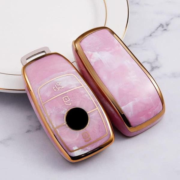 商品名: BIVVI TPU 車リモートキーケースカバーシェル、メルセデスベンツ ACESG クラス GLC CLE CLA GLB GLS W177 W205 W213 W222 X167 AMG、E ピンクキーシェルアクセサリー装飾に適...