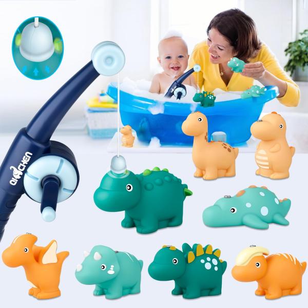 商品名: Bath Toys, Bath Toys for Toddlers, Magnetic Fishing Game with Toy Fishing Pole and 8 Dinosaurs, Baby Water Toys, Ba...