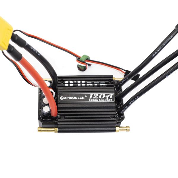 商品名: ApisQueen O'Hara 120A 2-6S ESC 防水 ブラシレス 電子速度コントローラー 5.5V/5A BEC XT90 6.0mm バナナヘッドコネクター モデル船 RCボート用 ApisQueen O'Hara...