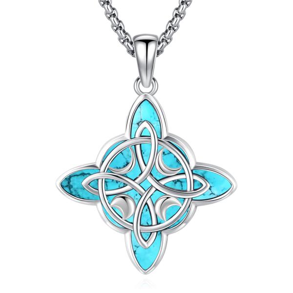 商品名: Eusense Nudo De Bruja Plata 925 オリジナル ペンタグラム ネックレス ペンタクル テトラグラマトン Amuleto De Proteccion De Brujeria 魔女ノット ジュエリー, スタ...