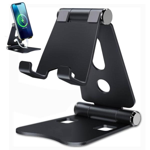 商品名:  Cell Phone Stand Holder Foldable and Adjustable for Desk, Aluminum Alloy, Compatible with iPhone 15 14 13 12 11 Pr...