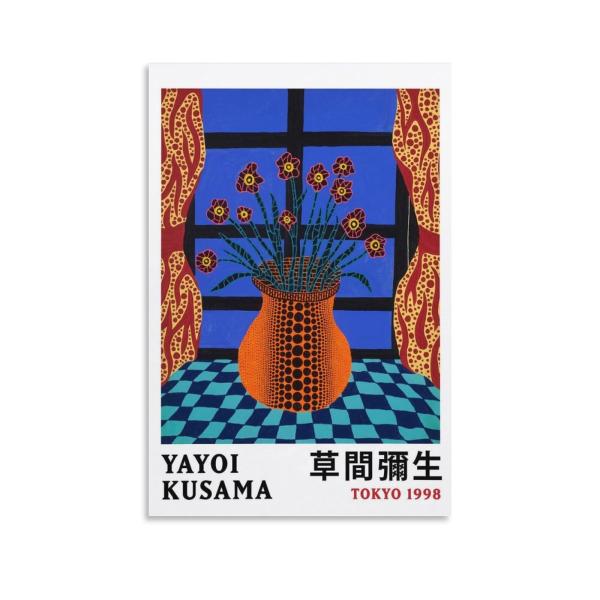 商品名:  Yayoi Kusama Window Flower Vase Poster Vintage Wall Art Print Canvas Wall Art Print Poster For Home School Office ...