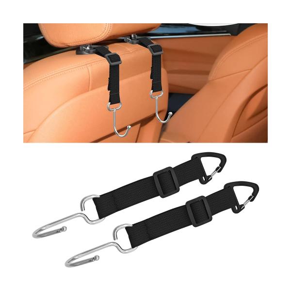 商品名: AUCELI 車用ヘッドレストフック 2個 自動車 100ポンド シート調節可能 隠しメタルフックホルダー ハンドバッグ 食料品バッグ 車内用 フロントバックシートハンガー トラックSUV用 ユニバーサル AUCELI 2PCS ...
