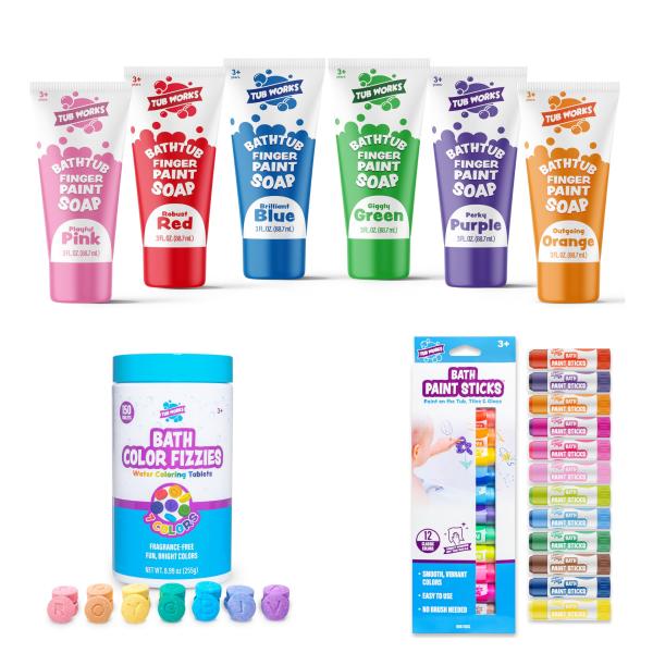 商品名:  Tub Works〓 Bath Color Tablets &amp; Bath Paint Kids Bath Set | Nontoxic | Fizzy Bath Color Tablets (150 Count), Ba...