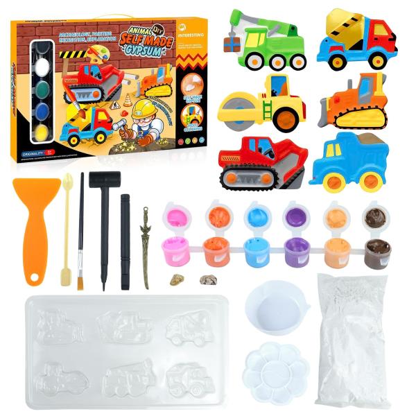 商品名: CORPER TOYS DIY石膏ペインティングキット エンジニアリング車両セットモデル 子供向け発掘ツール アート&amp;クラフト用品 パーティーの記念品 アクティビティ 誕生日 イースターへのギフト CORPER TOYS ...