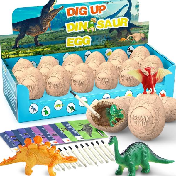 商品名: Dinosaur Eggs Dig Kit, Dinosaur Toys for Kids Age 3-12, Break Open 12 Easter Dino Eggs with 12 Surprise Dinosaurs I...