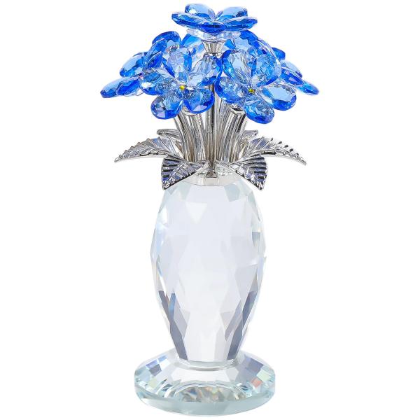 商品名: Movdyka ブルークリスタルオーナメント Forget Me Not Blown ガラスフラワー コレクターフィギュア ギフト 女性 母 妻 ガールフレンド ホーム オフィス 装飾 卓上 センターピース Movdyka Blu...