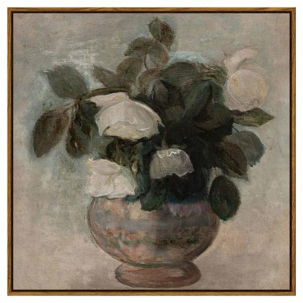 商品名: InSimSea ヴィンテージウォールアート装飾、24 x 24、L1062 InSimSea Flowers Framed Canvas Wall Decor, 24x24in Flowers in Vase Paintings...