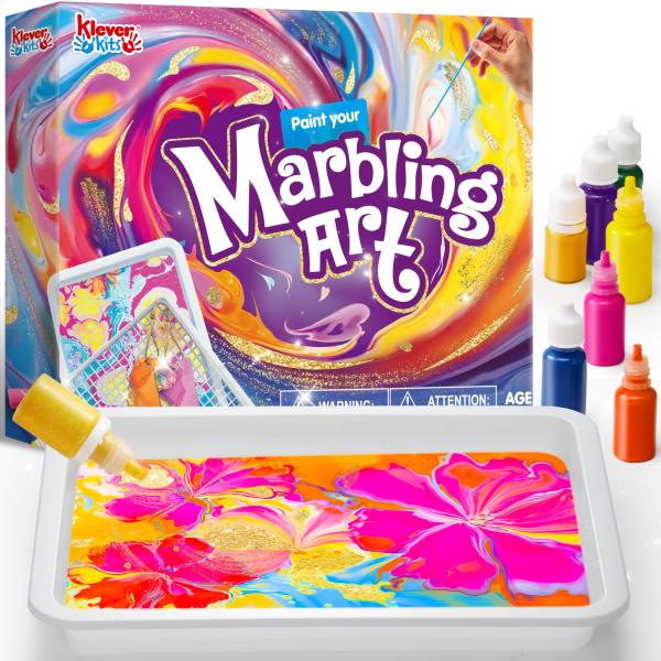 商品名: Klever Kits(クレバーキット) マーブリングペイントアートキット 子供用 水大理石ペイントアート アート&amp;クラフト 6~12歳 女の子&amp;男の子用 ペイントクラフトキット 誕生日ギフトアイデア アクティビテ...