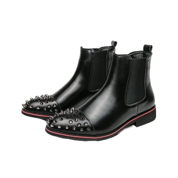 商品名:  TAYGUM Men's Chelsea Boots Round Rivet Toe Leather Non Wearable Formal Work Slip On (Color : Black, Size : 11.5)ブラ...