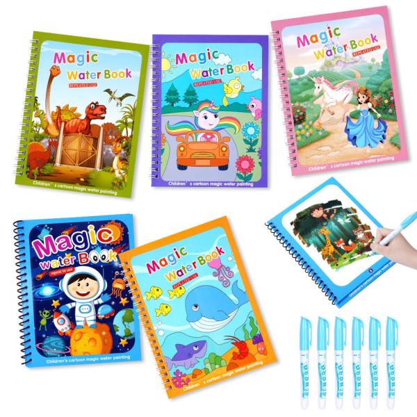 商品名:  OSDUE 6 Pack Water Coloring Book for Toddler, Water Painting Book for Toddlers, Paint with Water Books, Educationa...