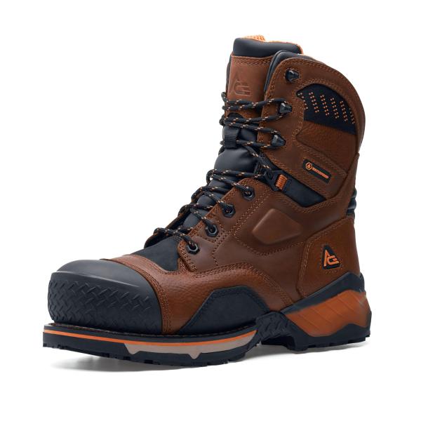 商品名:  ACE Work Boots Roan Mountain, Men's 8 Inch - Nano Composite Toe,Waterproof Work Boots, Slip Resistant, Brown, Size...