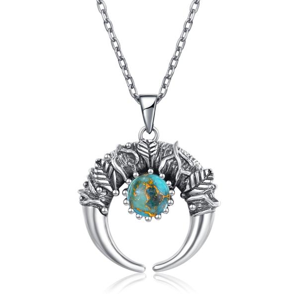 商品名: Corato ターコイズネックレス 925スターリングシルバーネックレス レディース ムーンネックレス 葉っぱ付き ターコイズペンダントネックレス 誕生日/クリスマス/記念日のギフトに, スターリングシルバー, ターコイズ Cor...