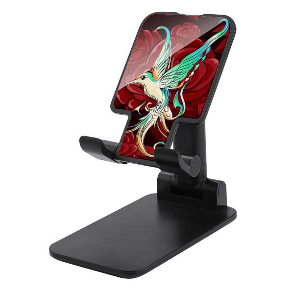商品名:  Beautiful Hummingbird with Rose Folding Cell Phone Stand Adjustable Phone Holder Mount for Desktop Black-Styleブランド...