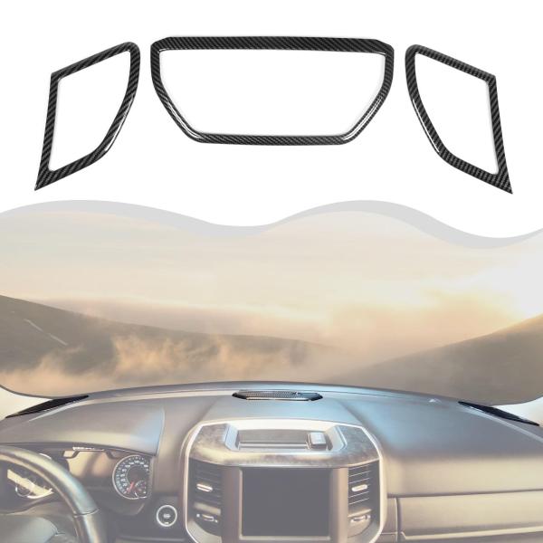 商品名:  HTHE Carbon Fiber Center Console Dashboard Dash Instrument Horn Loudspeaker Speaker Cover Trim Compatible with Dod...