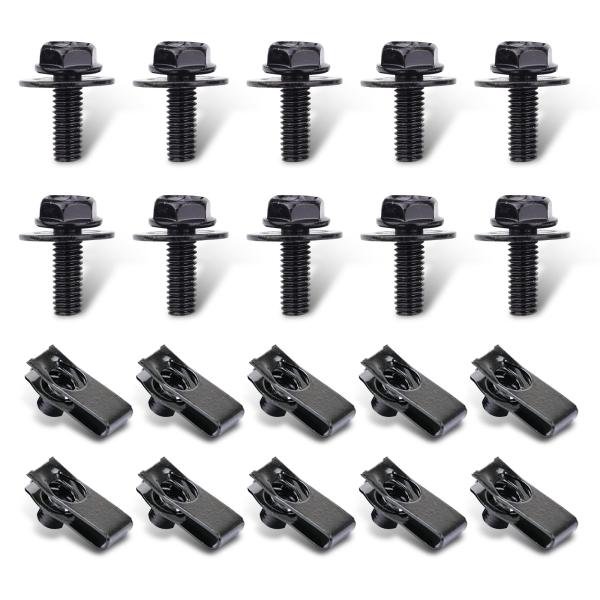 商品名:  UGSHY 20 PCS Automotive Body Bolt and U-nut Clamp Kit, Hood Guard Spiral, Bumper Fender Liner Push Pull Metal Rust...